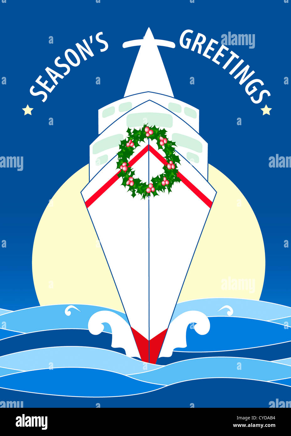 Christmas Cruise Ship with Moon and Stars Stock Photo - Alamy