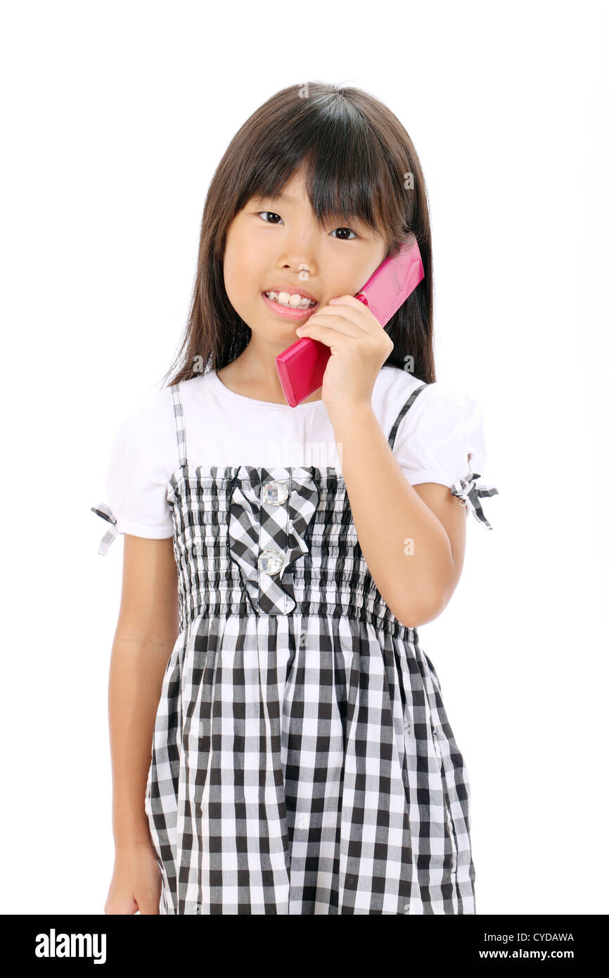 Asian little cute girl talking hi-res stock photography and images - Alamy