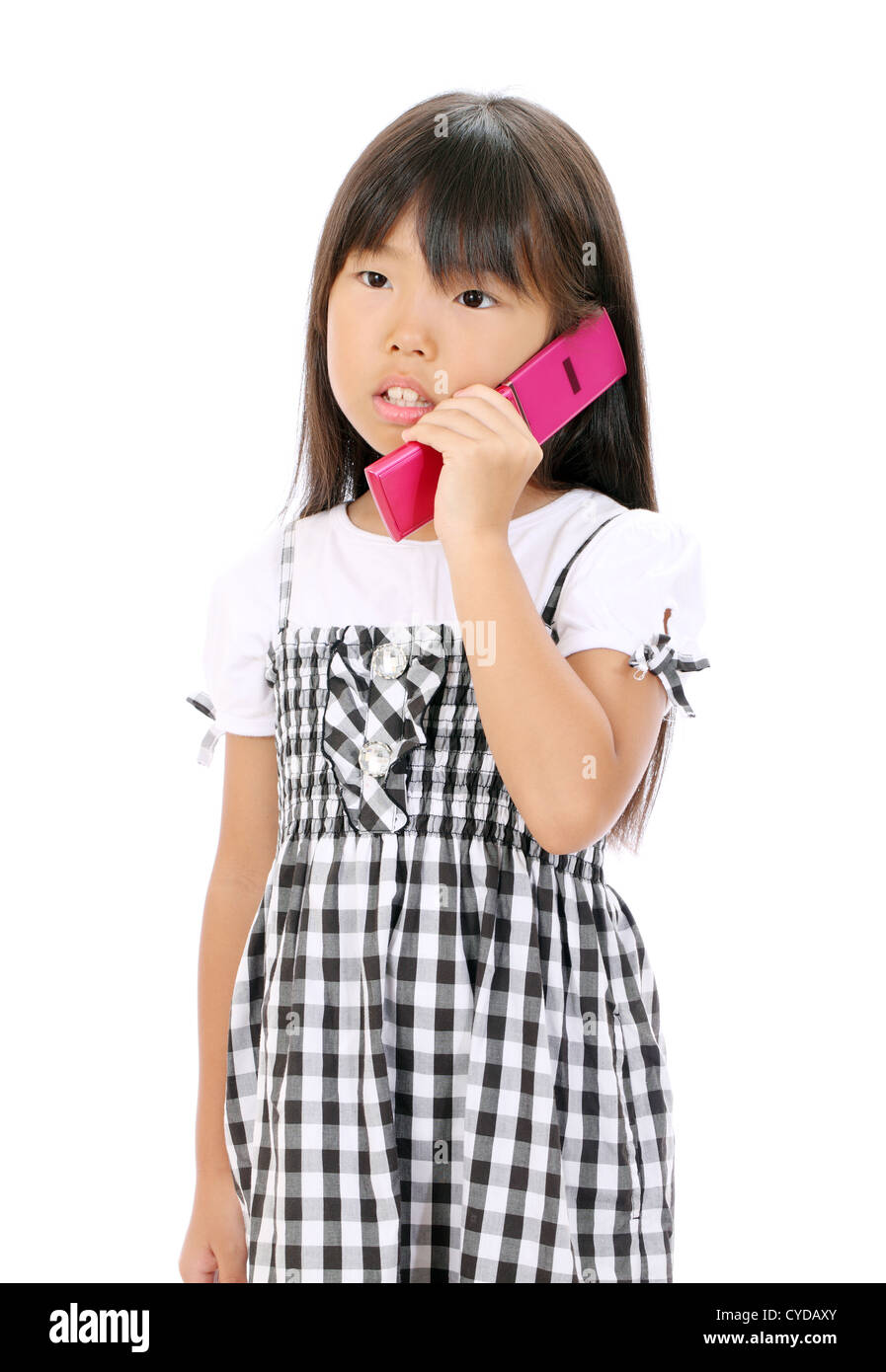 Little sad girl calling by cellular phone Stock Photo - Alamy