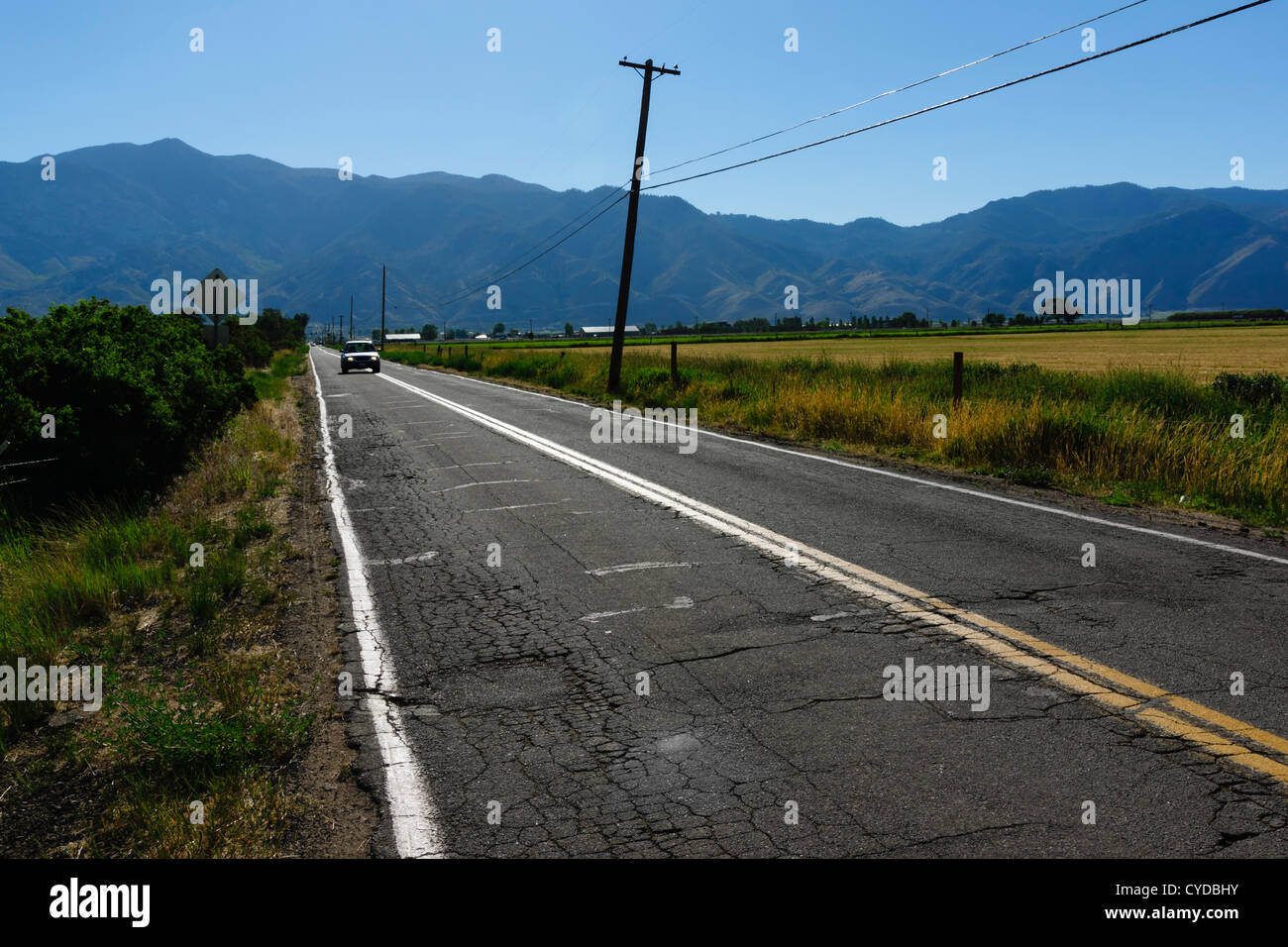 Long straight road into the distance - Carson Valley, California Stock ...