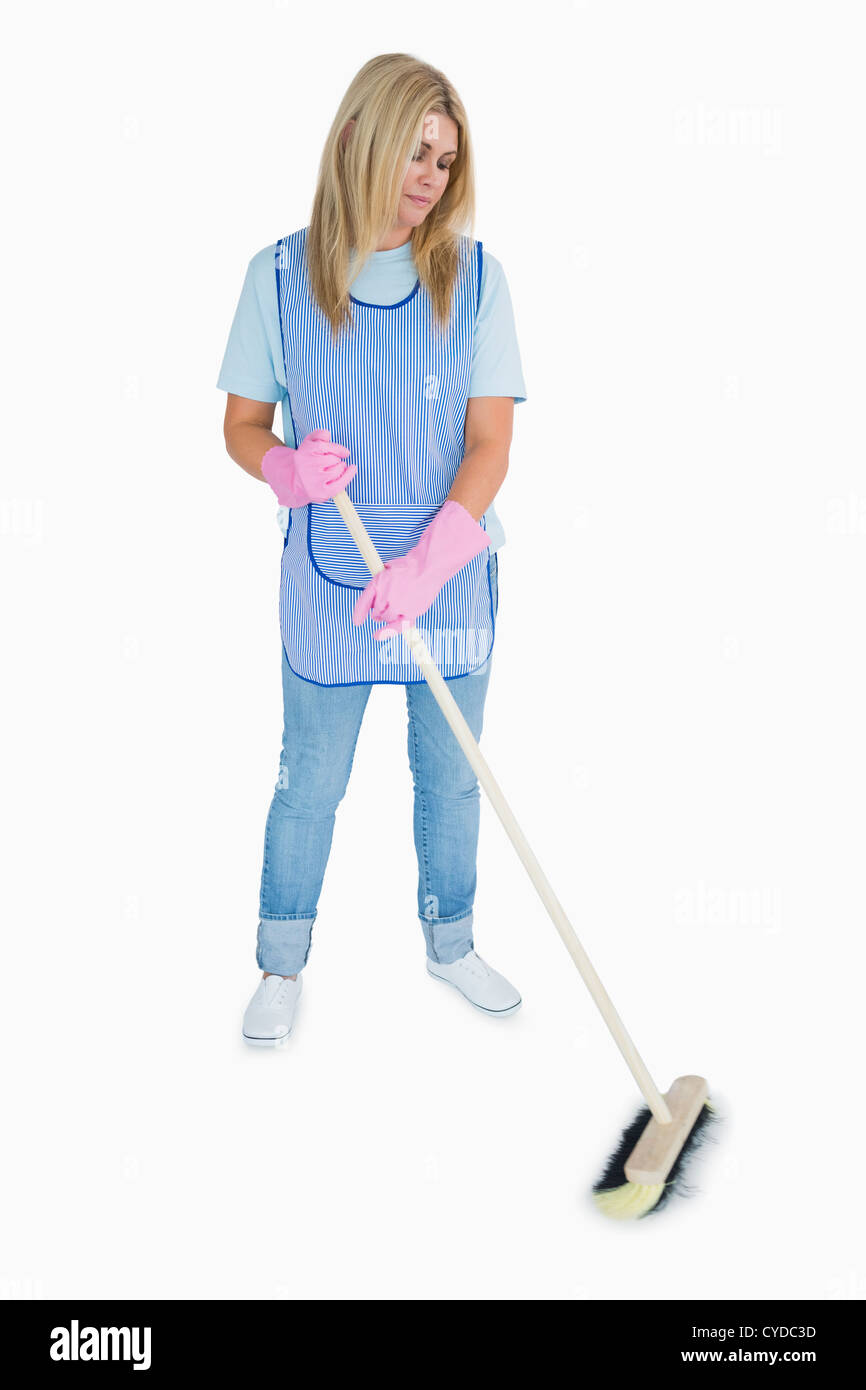 Cleaner woman sweeping Stock Photo - Alamy