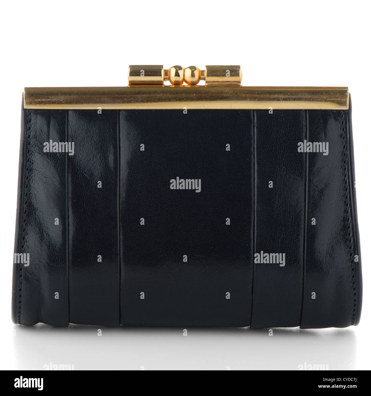 Black leather purse isolated on white background Stock Photo - Alamy