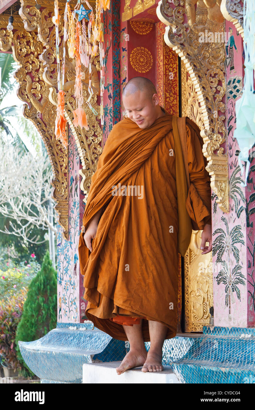 Monk in a Monastery in Luang Prabang, Laos Stock Photo - Alamy