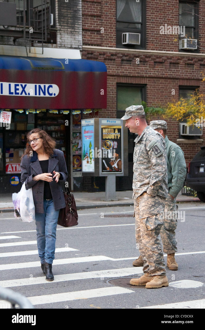 NEW YORK, NY, USA - OCTOBER 31, 2012: National Guard units assemble ...