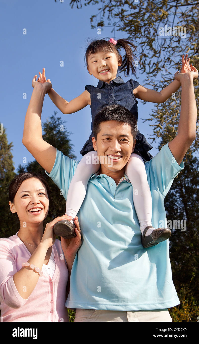 Chinese family of three Stock Photo - Alamy
