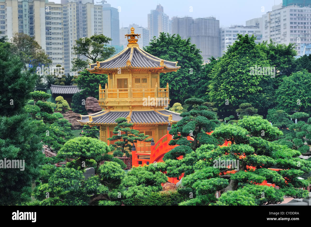 Pagoda style Chinese architecture in garden in Hong Kong Stock Photo ...