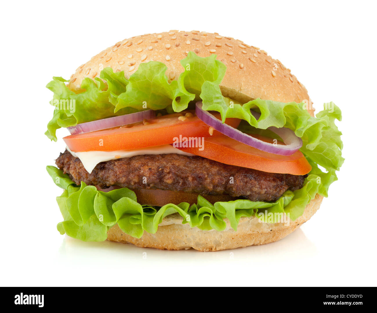 Fresh burger. Isolated on white background Stock Photo - Alamy