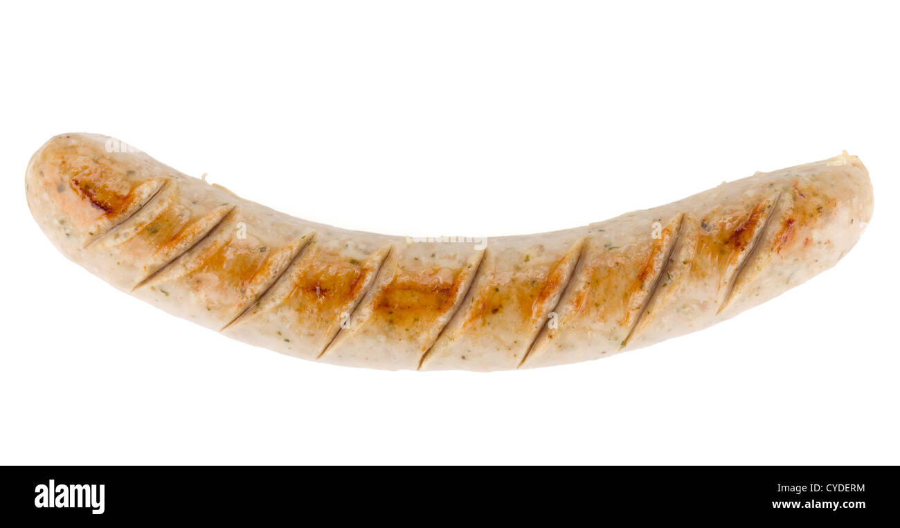 Grilled sausage. View from above. Isolated on white background Stock ...