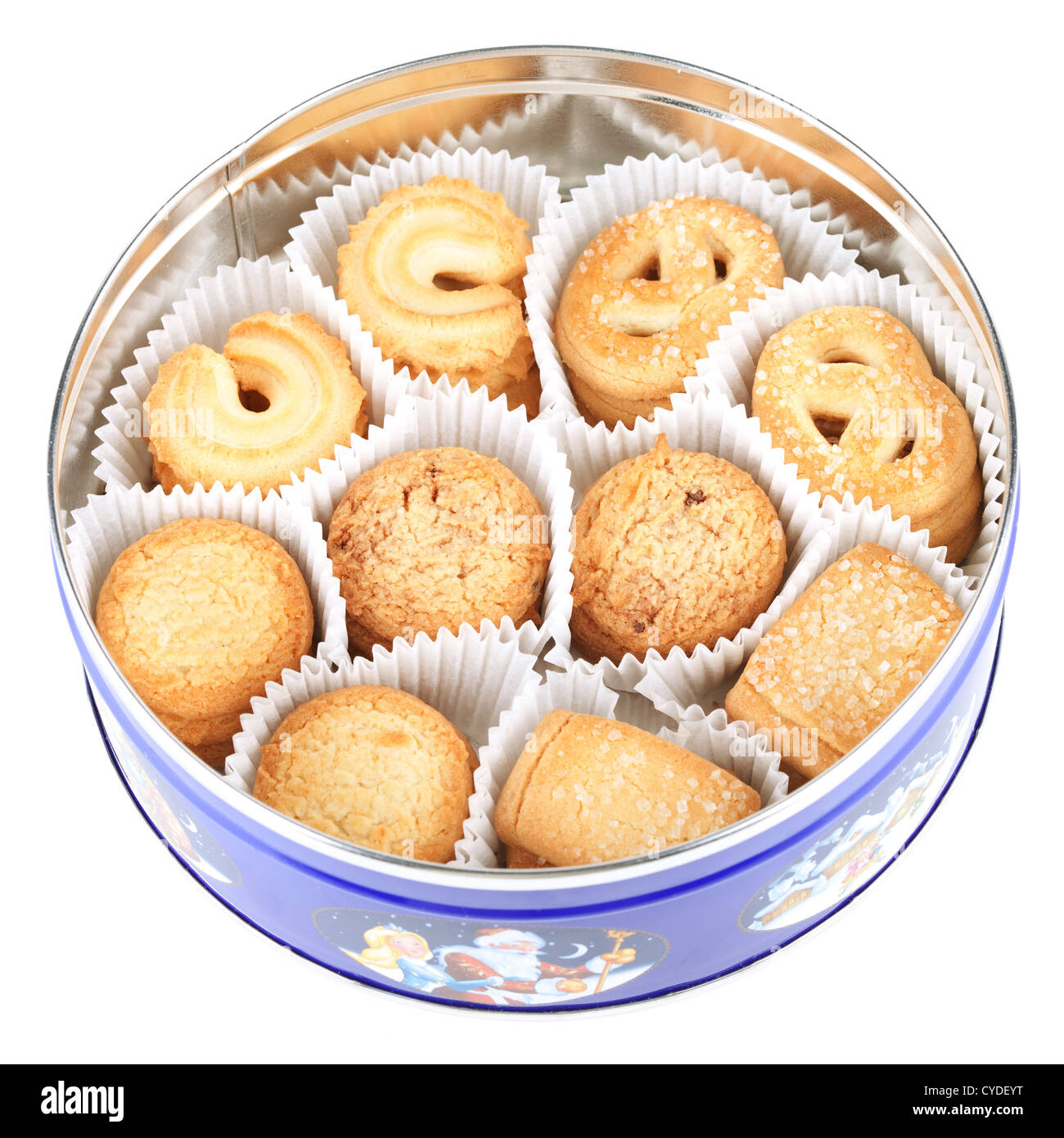 Danish Cookies in round box isolated on white background Stock Photo ...