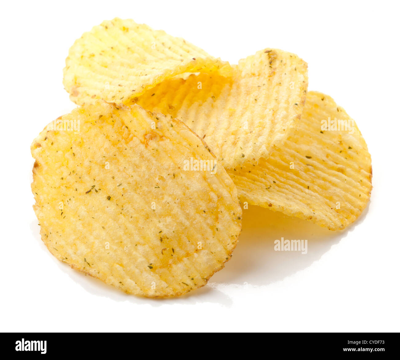 Potato chips with spice isolated on white background Stock Photo - Alamy