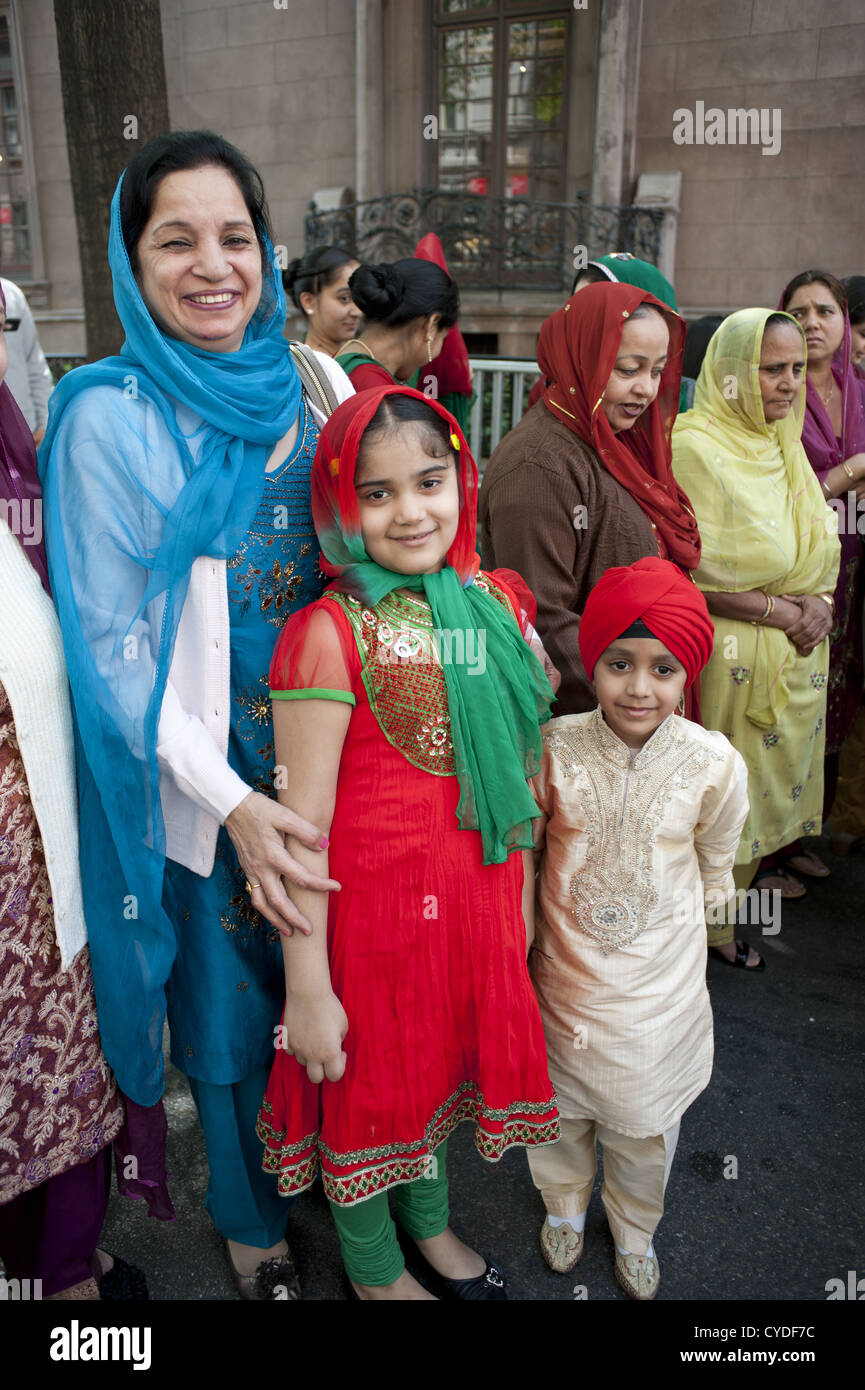 Sikh families attend The 25th annual Sikh Day Parade on Madison Avenue Stock Photo - Alamy