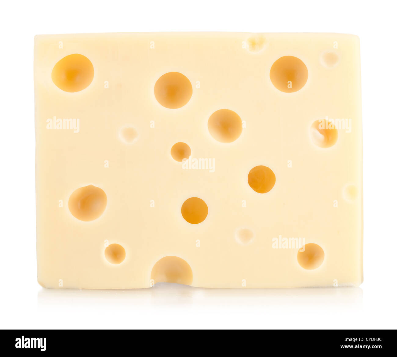 Piece of cheese with holes. Isolated on white background Stock Photo ...