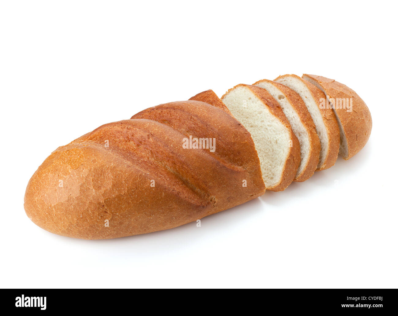 Sliced long loaf bread. Isolated on white Stock Photo - Alamy