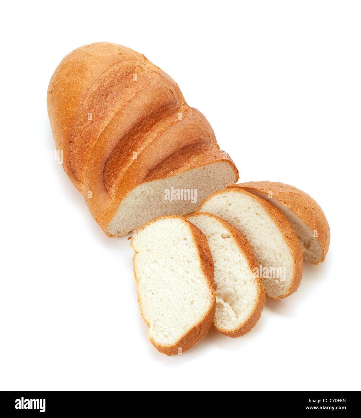 Sliced long loaf bread. Isolated on white Stock Photo - Alamy