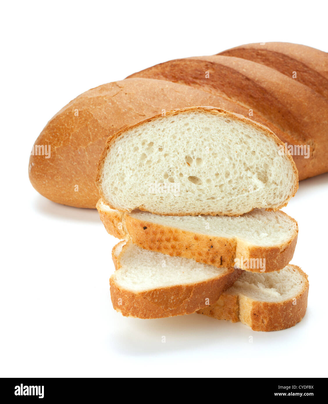 Sliced loaf bread. Closeup. Isolated on white Stock Photo - Alamy