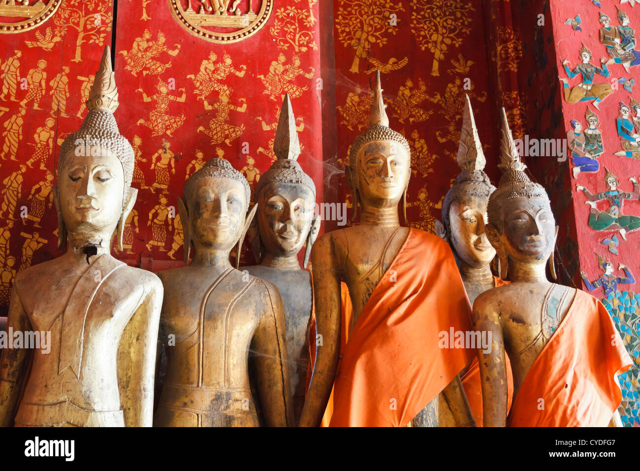 Statues in the Temple Vat Xieng Thong in Luang Prabang, Laos Stock ...