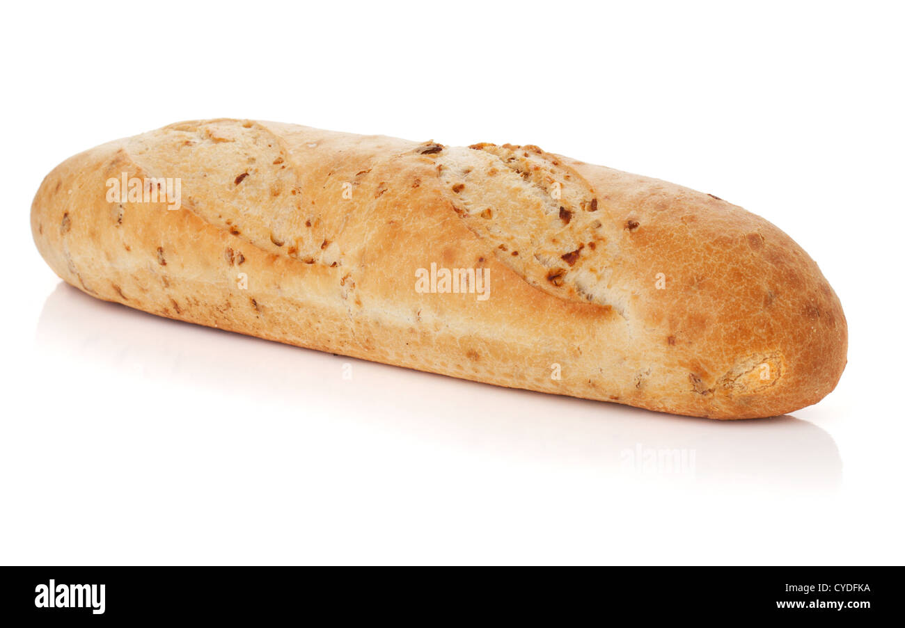 Long loaf sandwich baguette. Isolated on white Stock Photo - Alamy