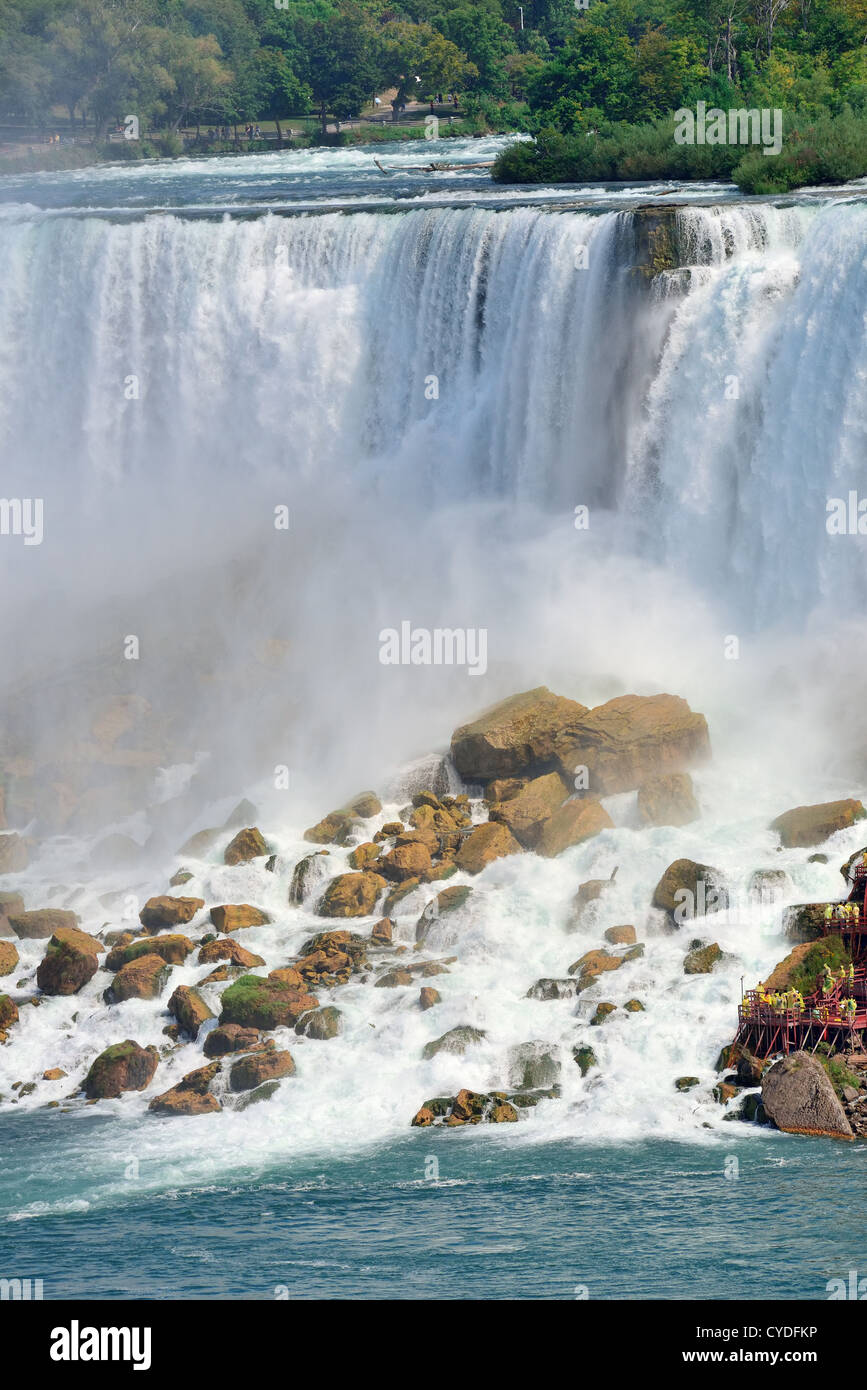 Niagara Falls closeup in the day over river with rocks Stock Photo - Alamy