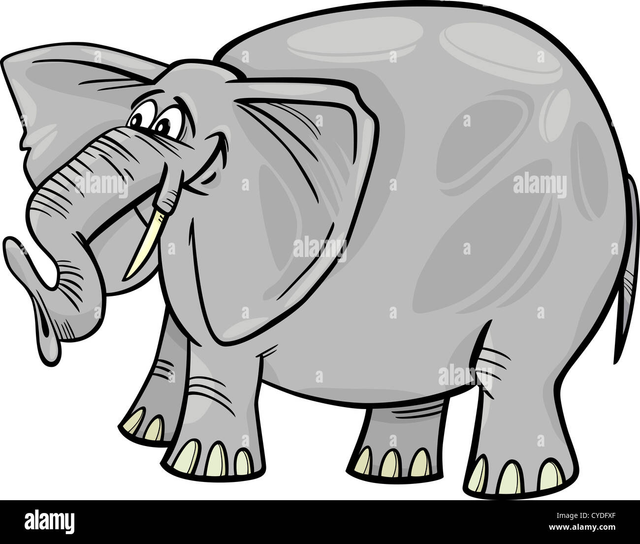 Cartoon Illustration of Funny Gray African Elephant Stock Photo - Alamy
