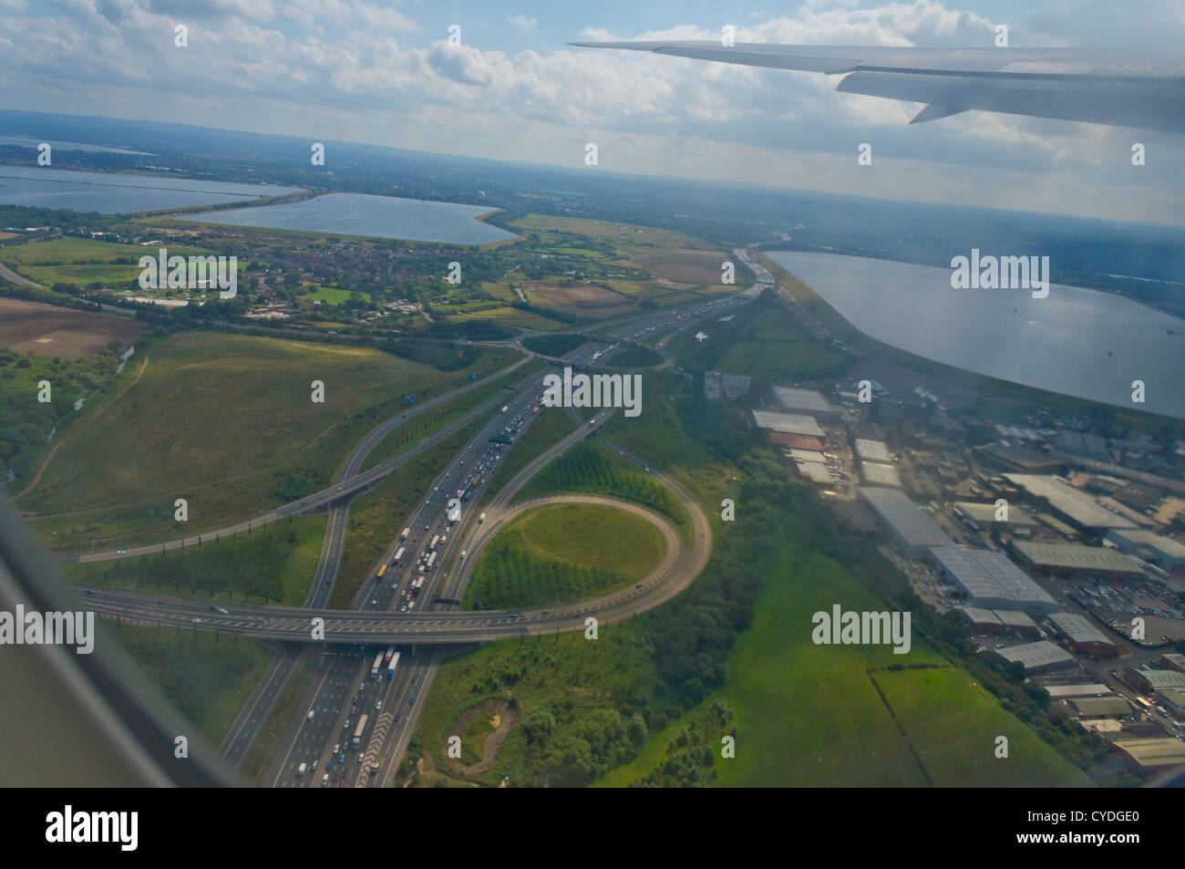 An aerial view of the M25 motorway around London near to Heathrow ...