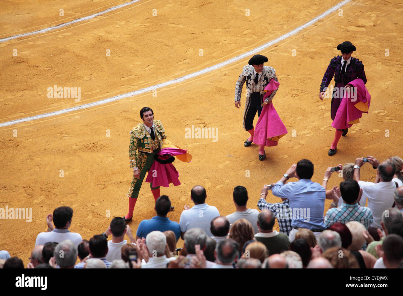 A bullfighter being photographed by the crowd after a fight Stock Photo ...