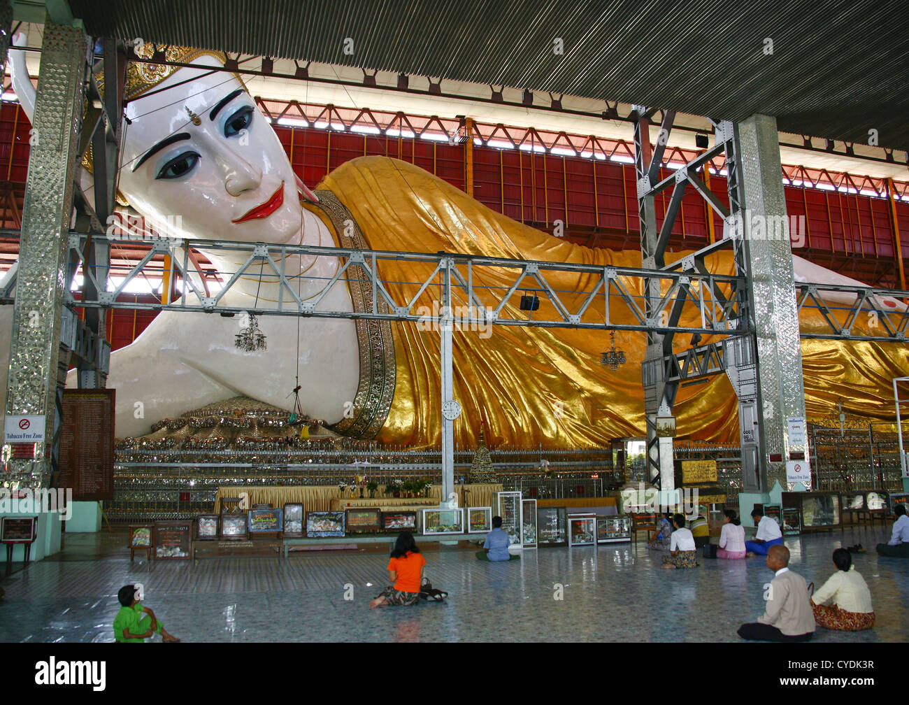The Giant Reclining Buddha In Chaukhtatgyi Paya Rangoon, Myanmar Stock ...