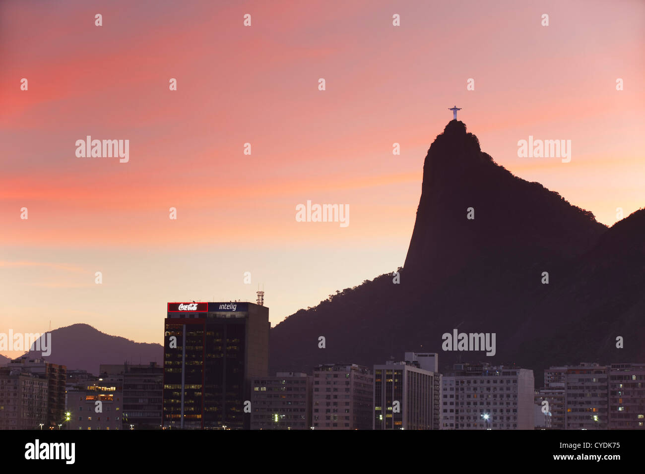 Skyscrapers of Botafogo and Christ the Redeemer statue (Cristo Redentor ...