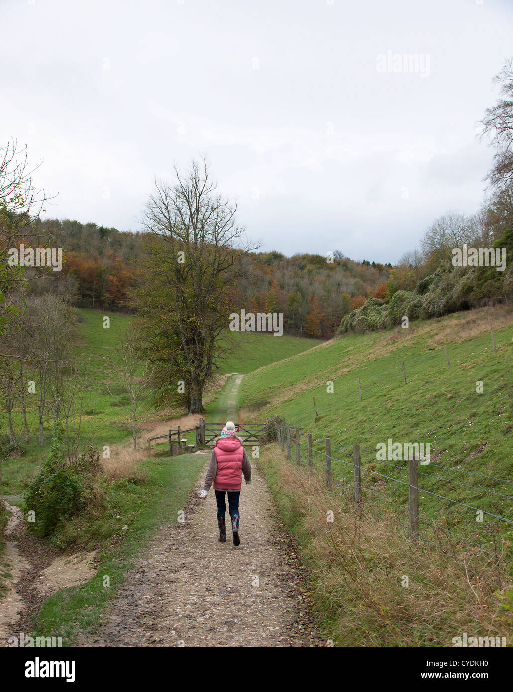Lady wrapped up warm on a Winter walk Stock Photo - Alamy