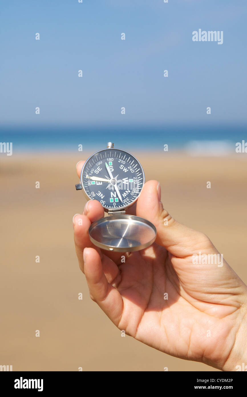 Hand compass blue hi-res stock photography and images - Alamy
