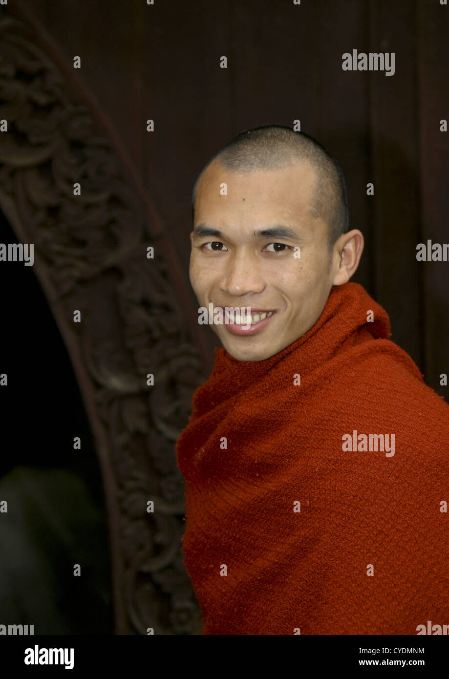 Smiling Buddhist Monk, Mandalay, Myanmar Stock Photo - Alamy