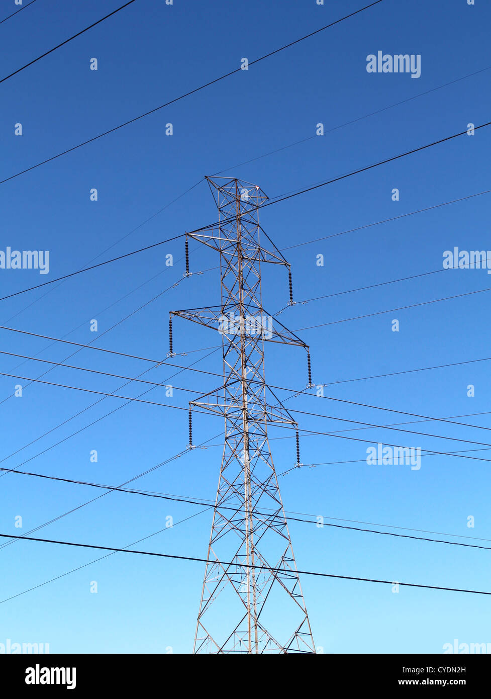 Electricity pylon and high tension metal structure transporting hydro ...