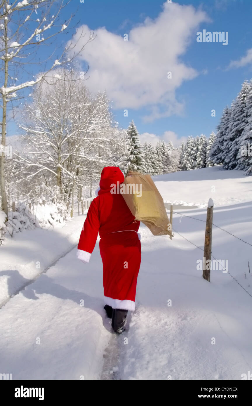 Santa Claus, Father Christmas in a beautiful winter landscape Stock ...