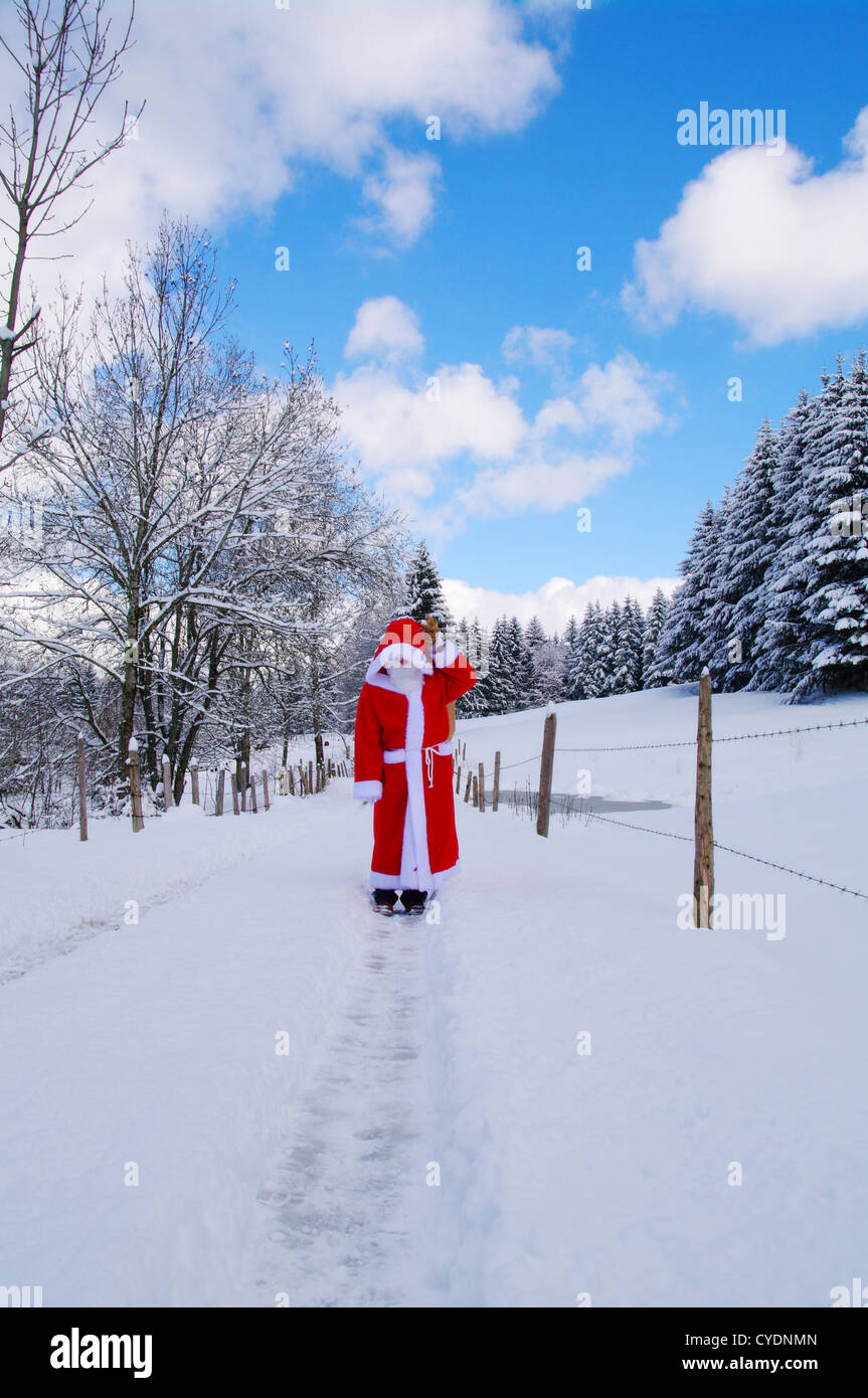 Santa Claus, Father Christmas in a beautiful winter landscape Stock ...