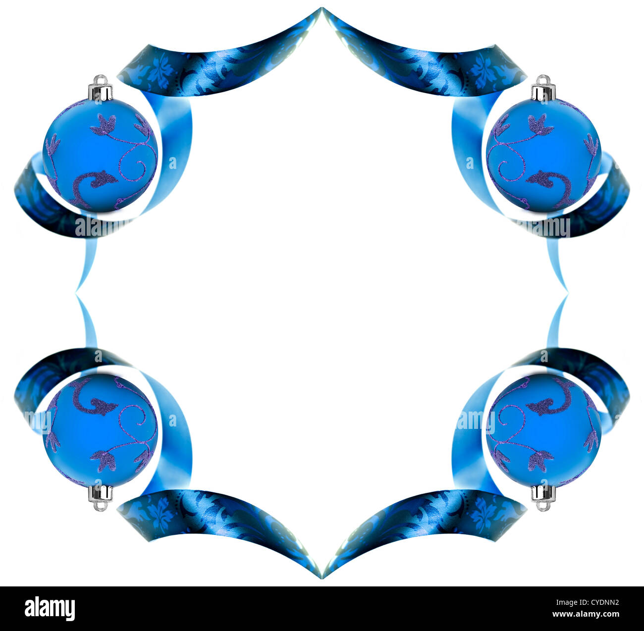 Decorative border made of blue ribbon swirls on white Stock Photo - Alamy