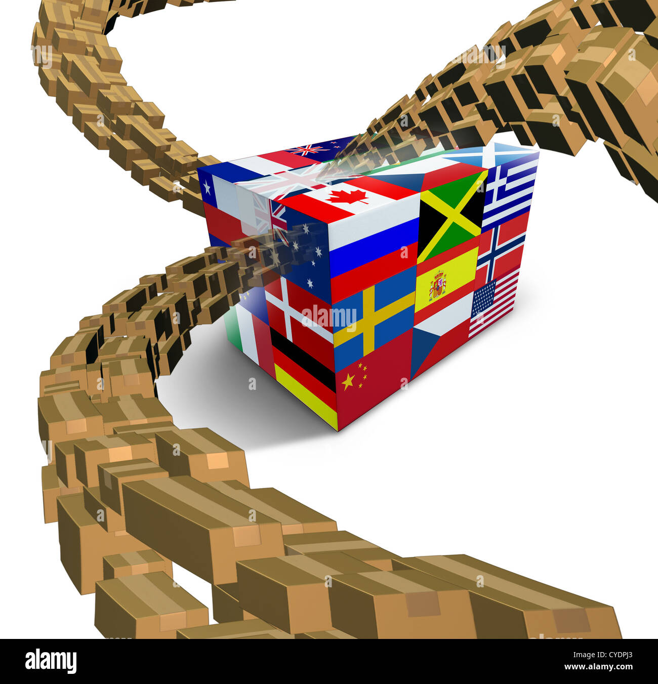 Shipping boxes with international flags hi-res stock photography and ...