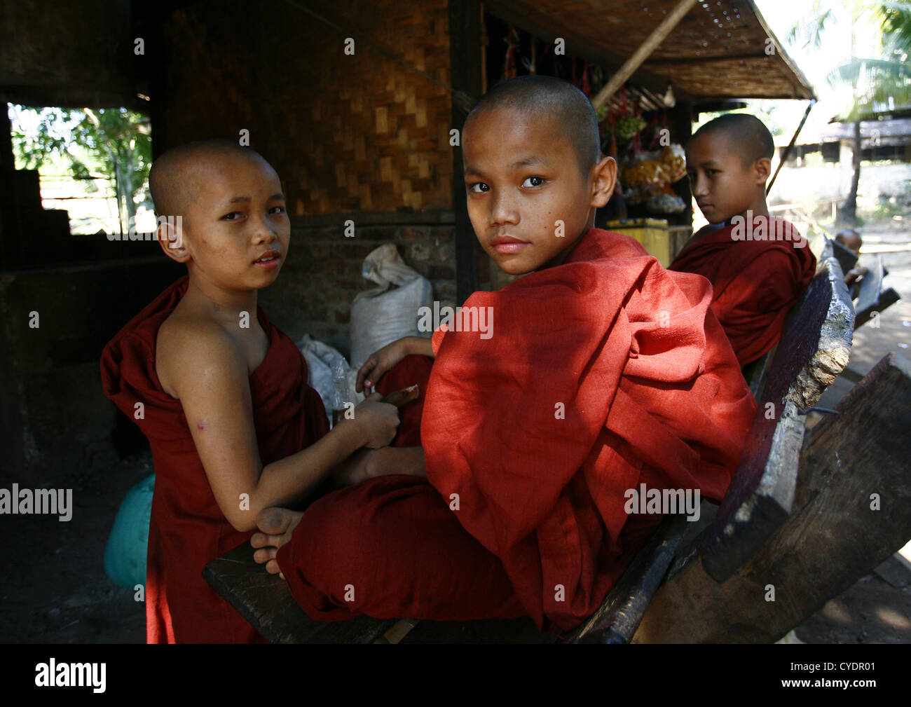 Novice Buddhist Monks, Rangoon, Myanmar Stock Photo - Alamy