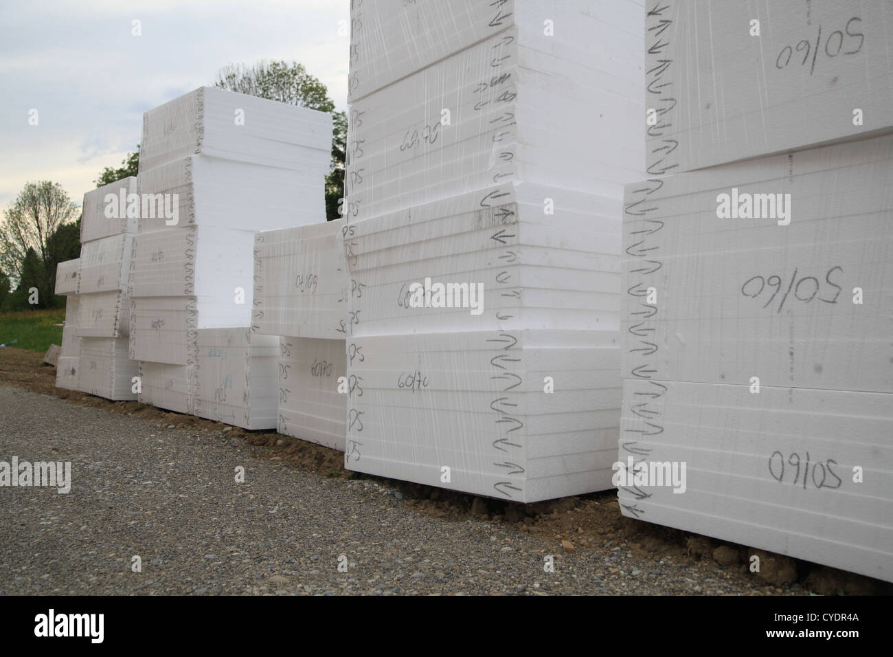 white styrofoam tables pile corner construction materials Stock Photo ...