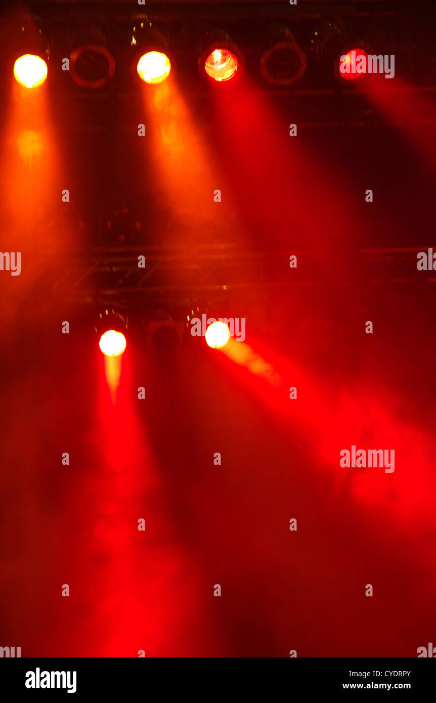 Disco lights at a pop concert with smoke Stock Photo - Alamy