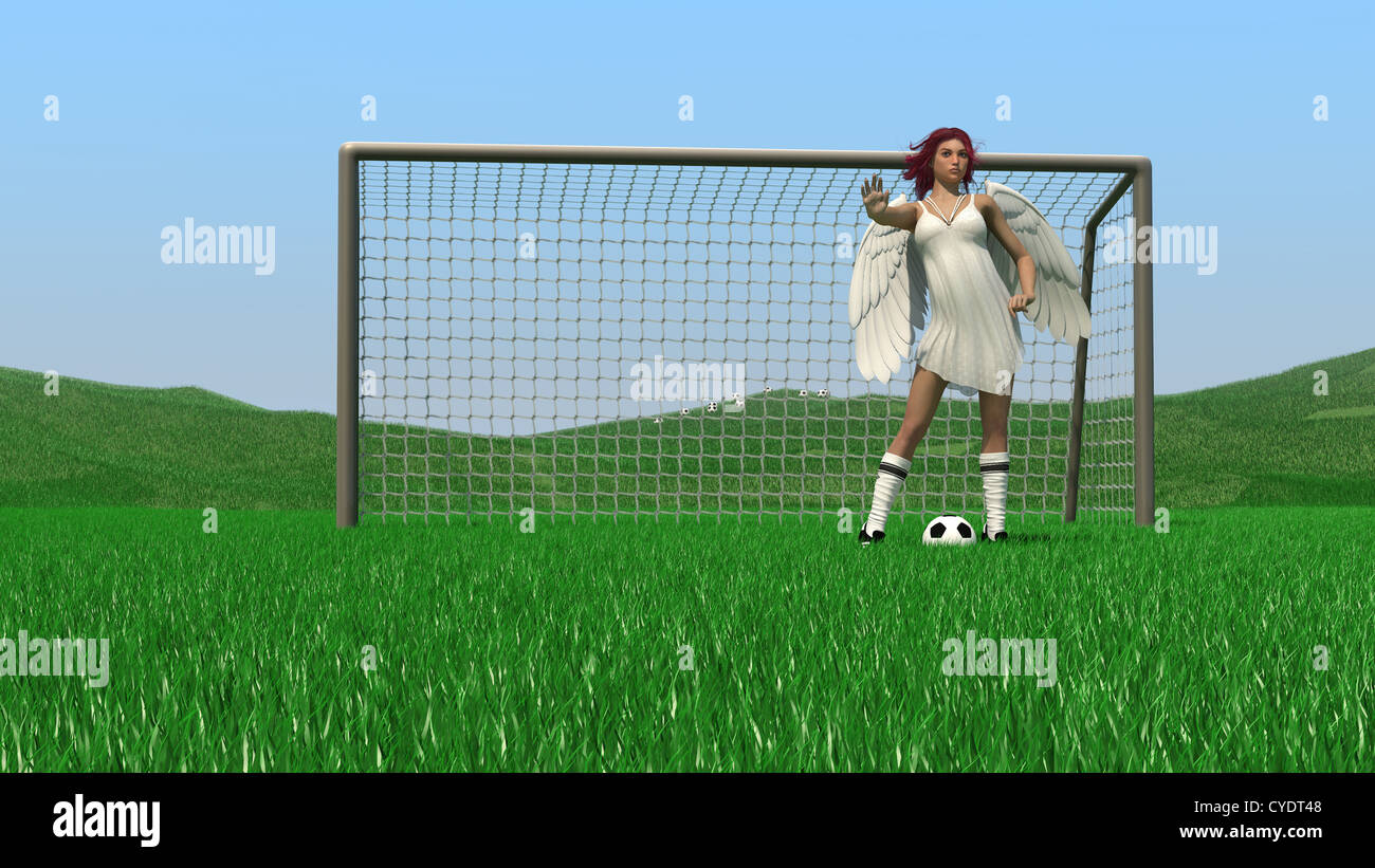 3d render of an female angel as a goal keeper Stock Photo - Alamy