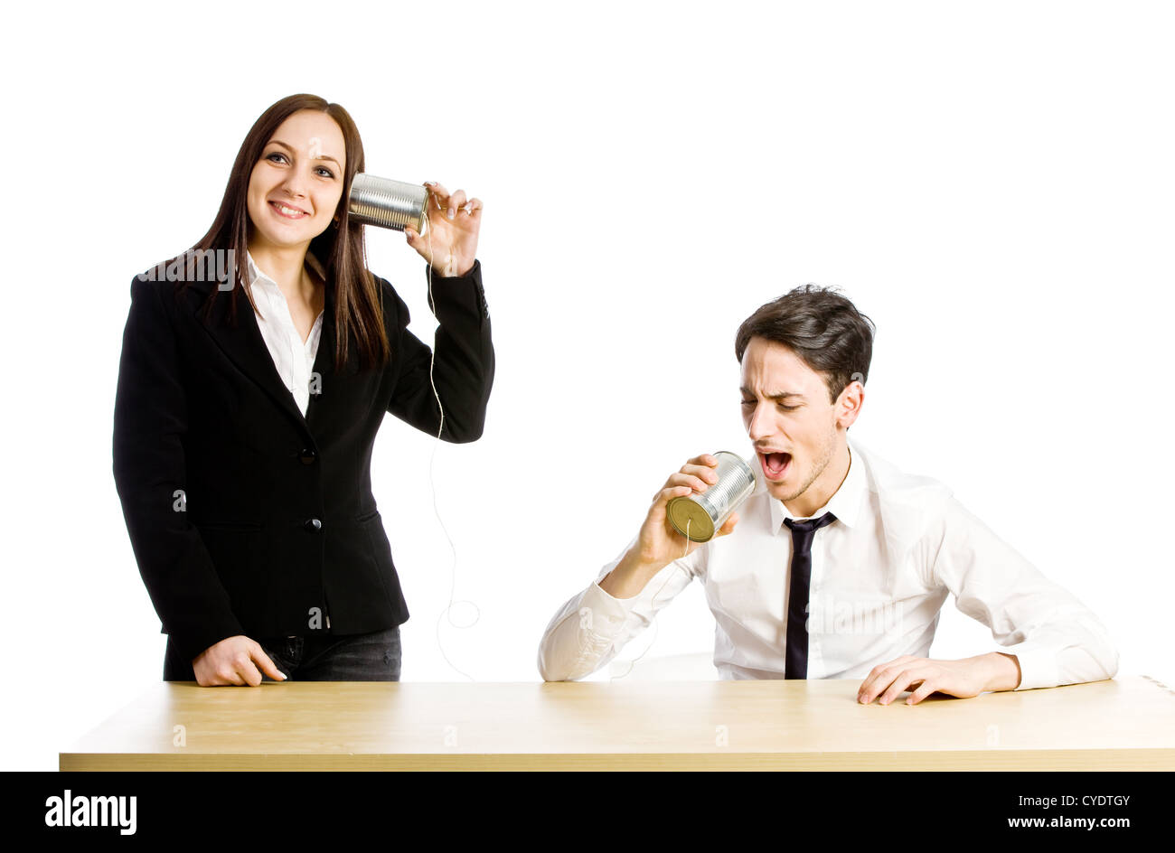 conceptual photo of aggressive phone call with shout on white ...