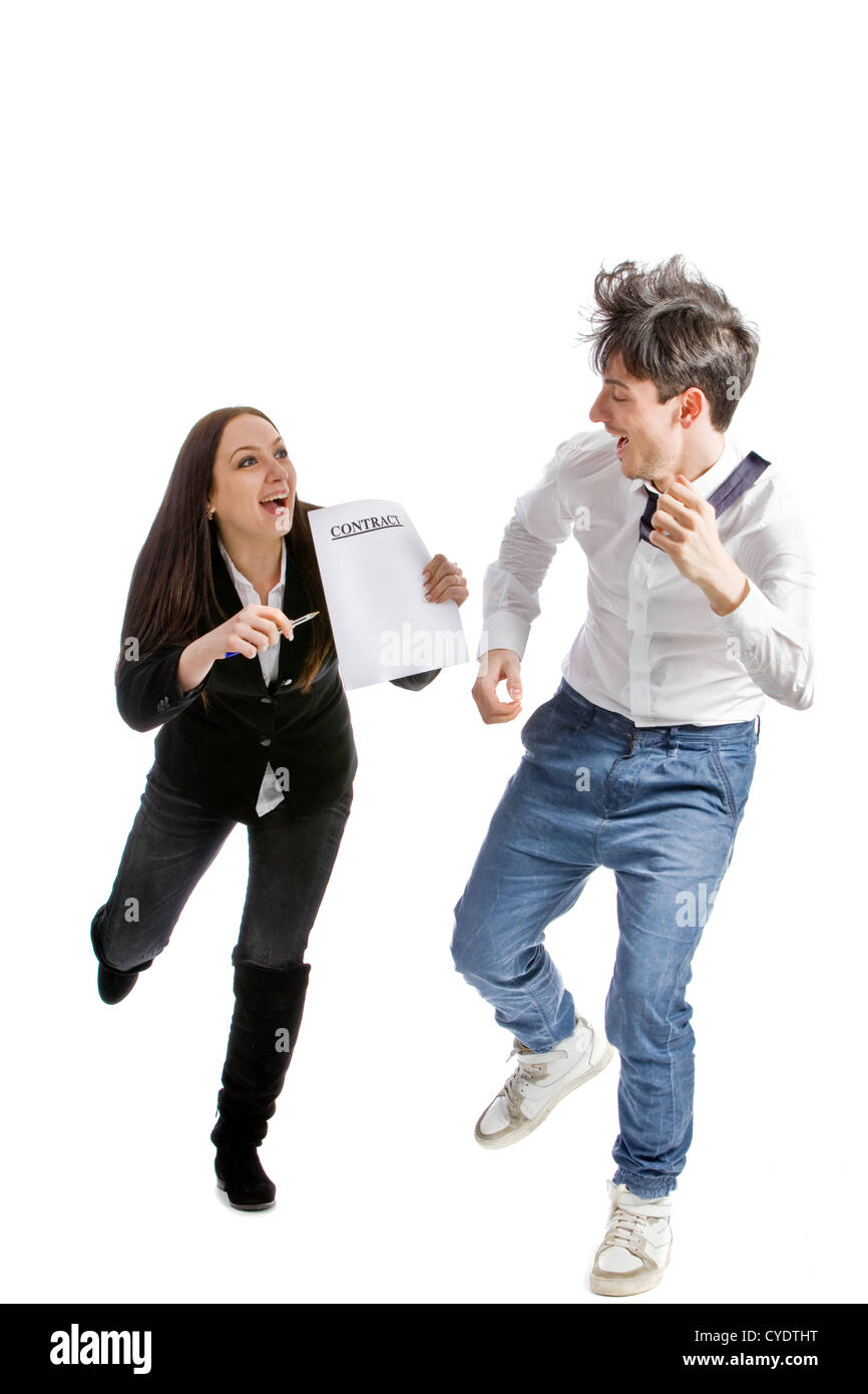 Man And Woman Running Away