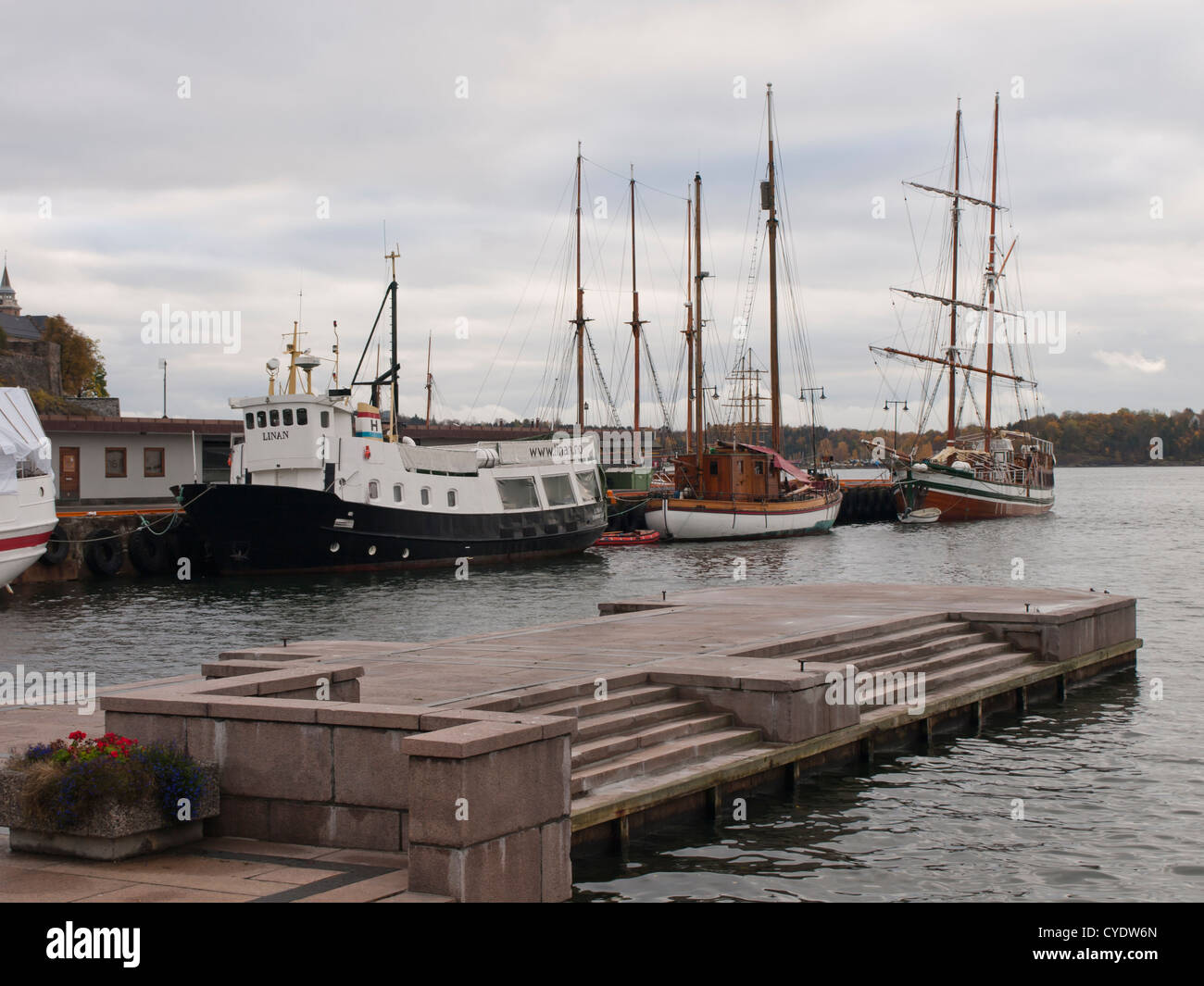 The ceremonial honorary pier in the harbour of Oslo Norway where ...