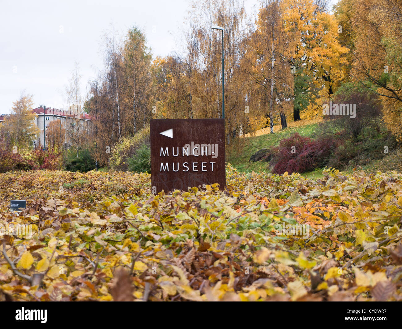 Sign giving directions to the Munch museum in Oslo Norway, it has a ...