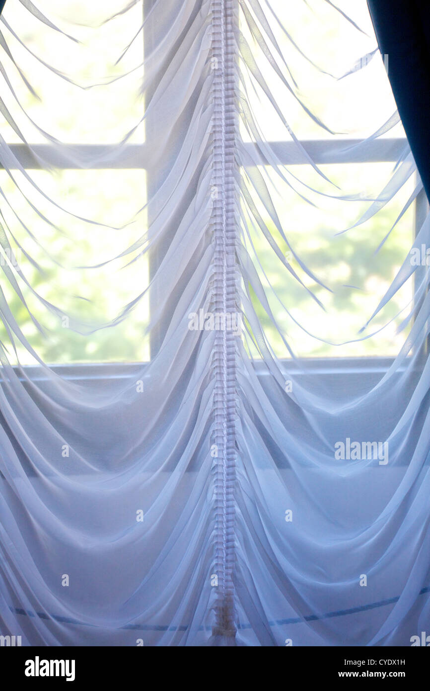 background of a white silk curtain at window Stock Photo - Alamy