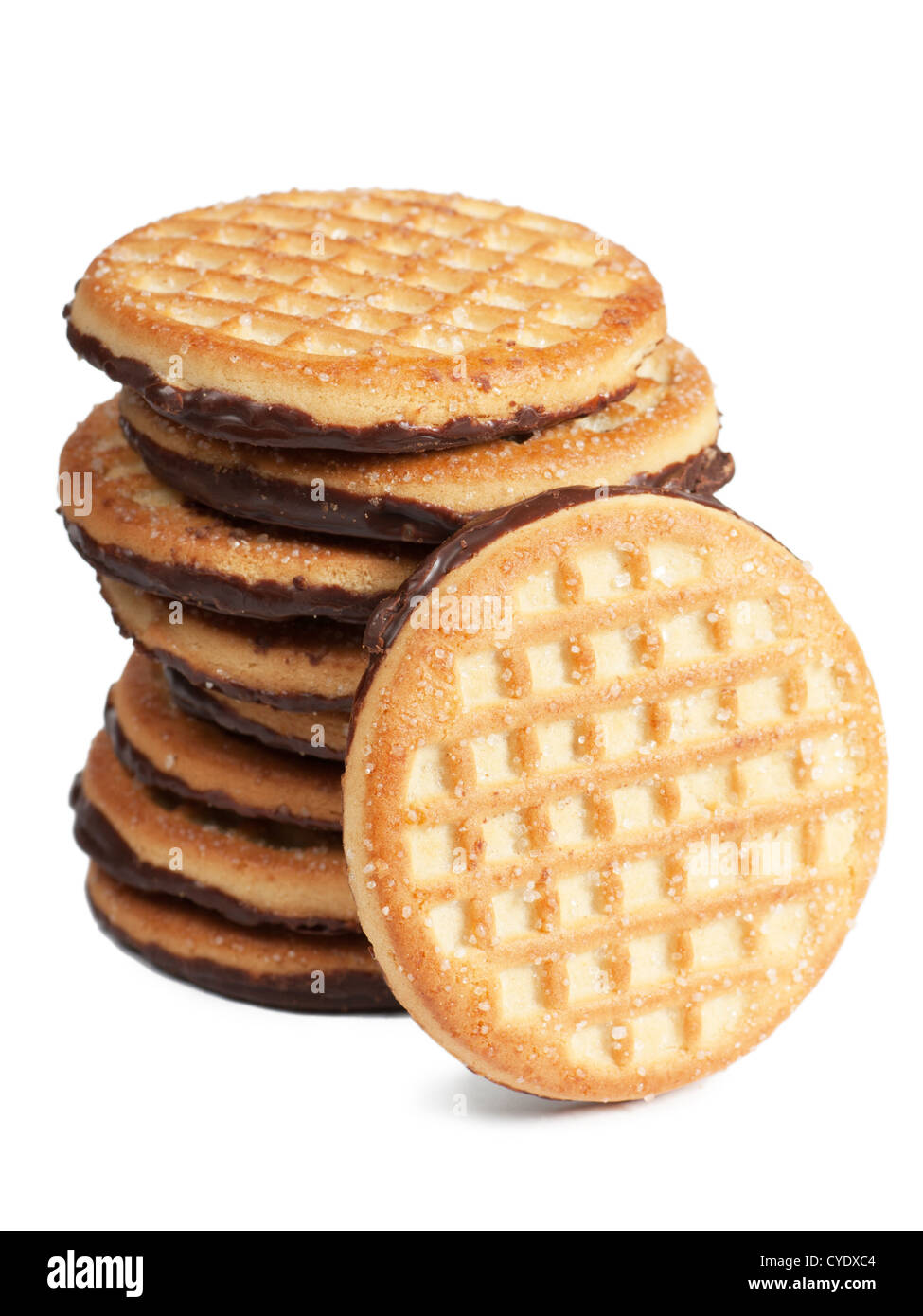 Closeup view of stack of cookies over white background Stock Photo - Alamy