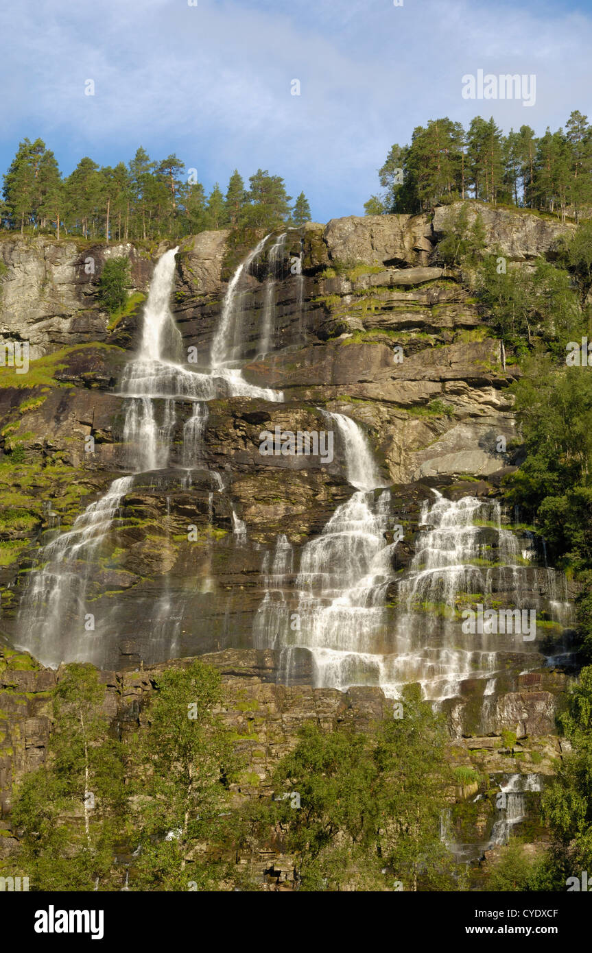 Tvindefossen waterfall, Tvinde near Voss, Hordaland Norway Stock Photo ...