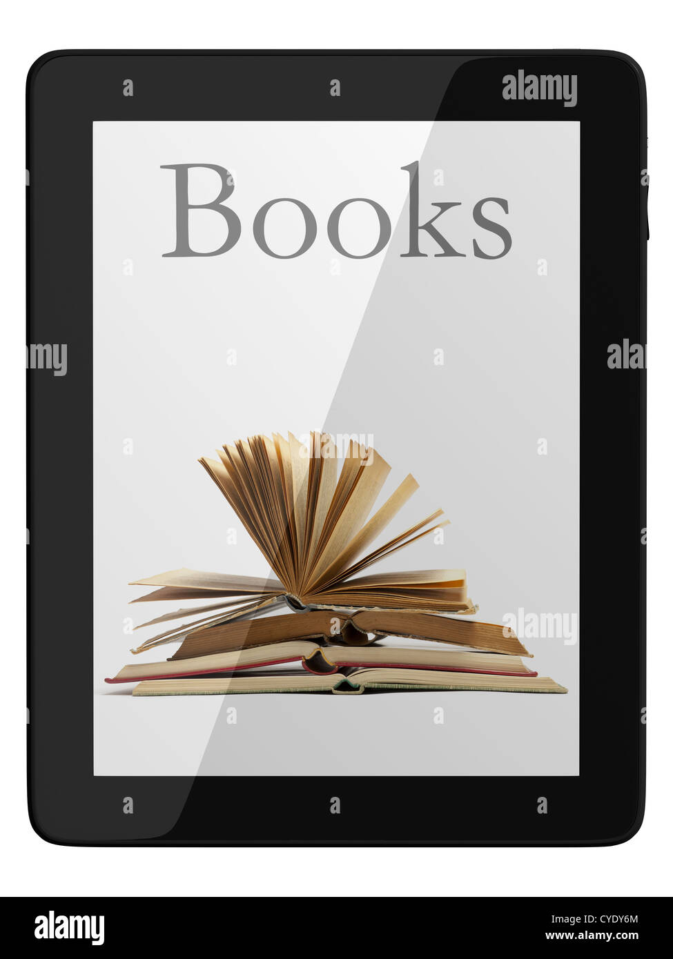 Generic Tablet Computer and book - Digital Library Concept Stock Photo ...