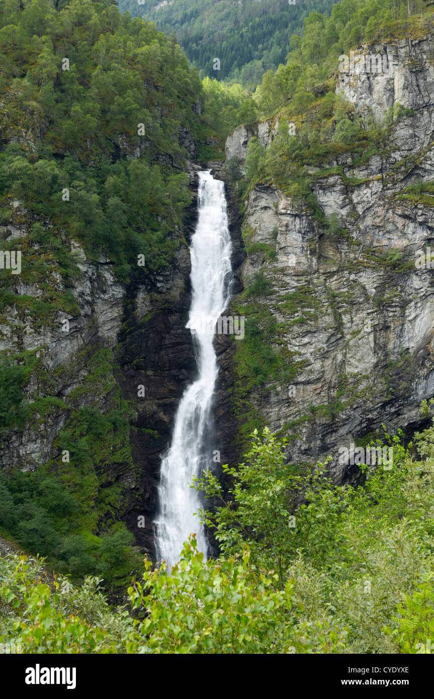 Stalheimfossen waterfall, Naeroydalen, Norway Stock Photo - Alamy