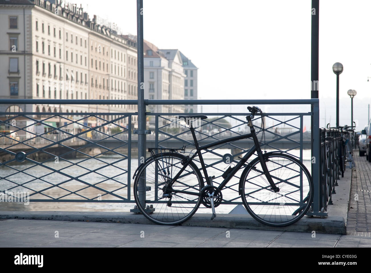 Bike on Bridge in Geneva, Switzerland Stock Photo - Alamy