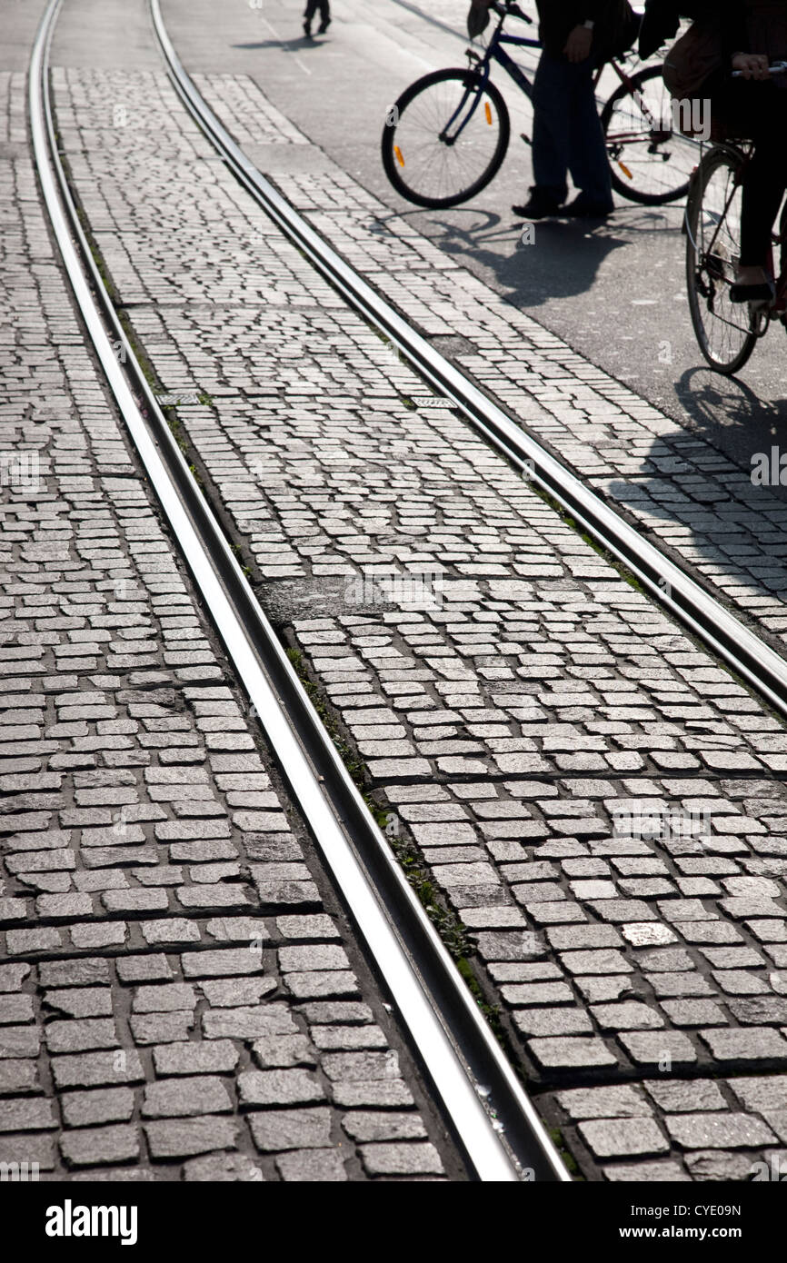 Tram track bike hi-res stock photography and images - Alamy